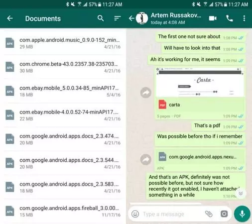 Updated WhatsApp learned to transmit files of any formats 10674_2