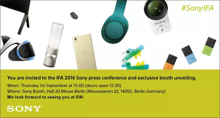 Kaya ang imbitasyon ay mukhang Sony Presentation sa IFA 2016