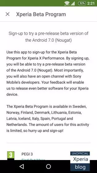 Sony Xperia X Performance Owners kunnen Android 7.0 Nougat Beta-testers worden 13236_2