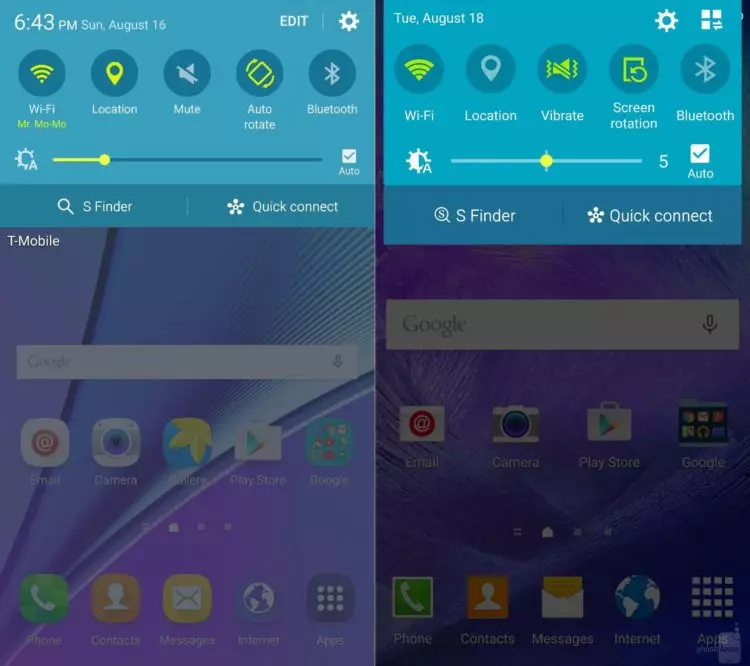 Cili është dallimi në mes të shënimit 5 dhe shënimit 4 interfaces dhe si të instaloni një touchwiz të ri në Galaxy S6 15863_10