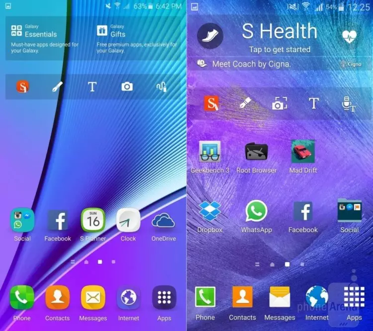 Cili është dallimi në mes të shënimit 5 dhe shënimit 4 interfaces dhe si të instaloni një touchwiz të ri në Galaxy S6 15863_3