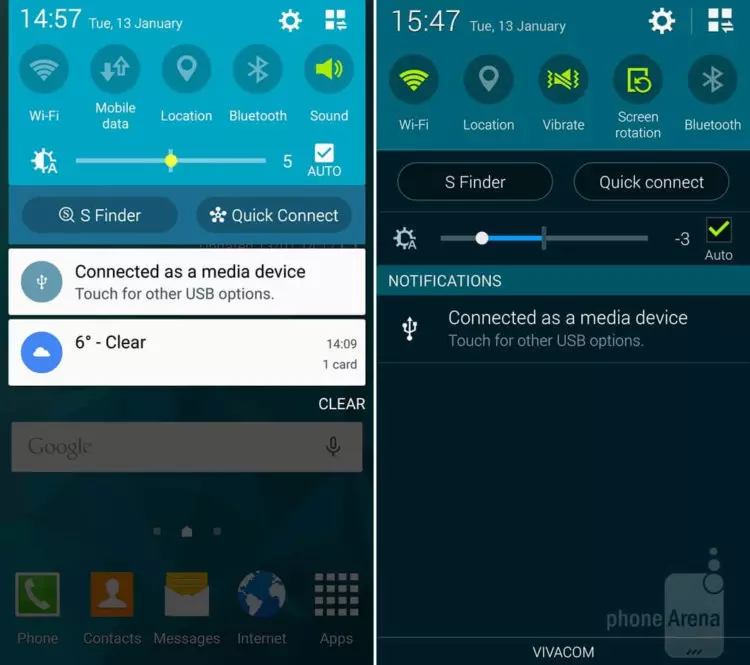 Lollipop ir Kitkat sąsajos palyginimas Galaxy S5 17575_2