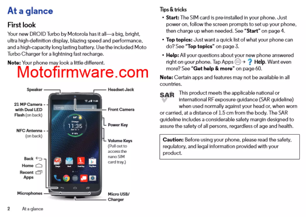 Instruccions de Motorola Droid TURBO