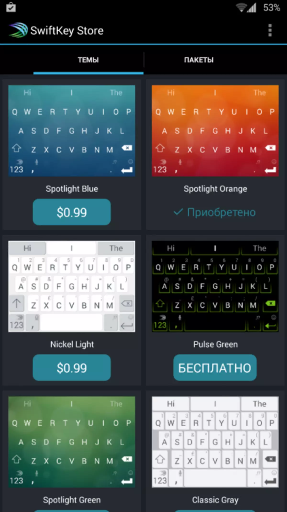 Թելերի Swiftkey