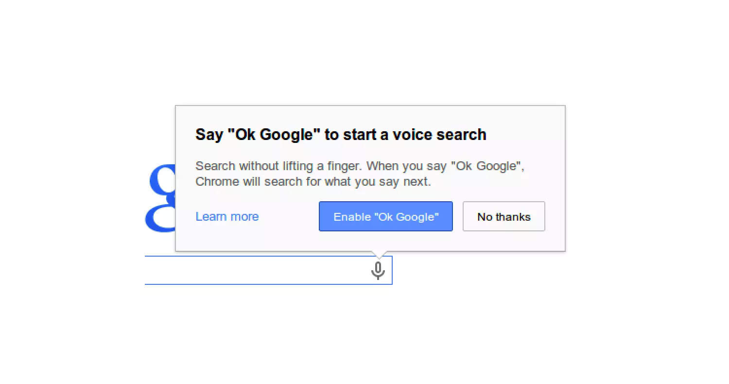 Activation of voice search in Chrome