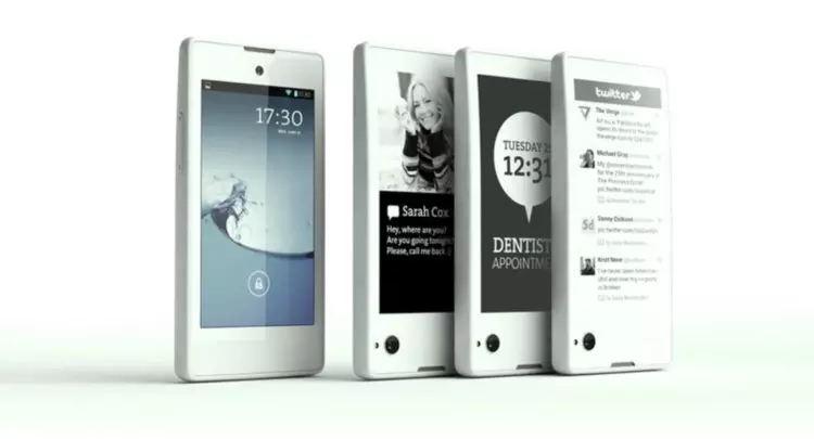 Yotaphone oder gëtt et eng Zukunft fir zwee-Bildschierm Smartphones?