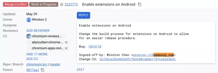 Samsung dëshiron Chrome për Android të marrë mbështetje extension 2371_3