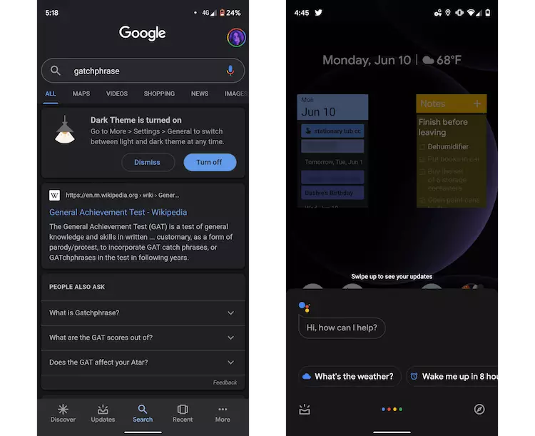 Někteří uživatelé získali tmavé téma ve službě Google Assistant a hledejte 4648_2