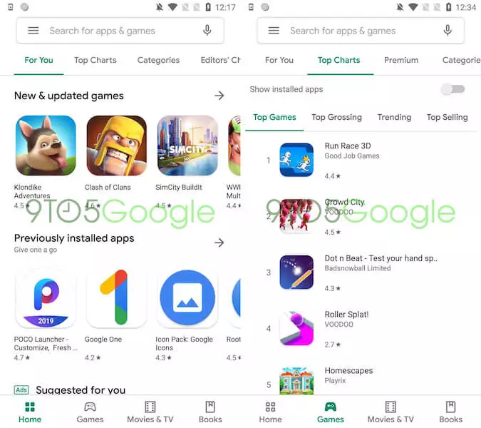 Google conducted a Google Play redesign, but hid it from users 5163_2