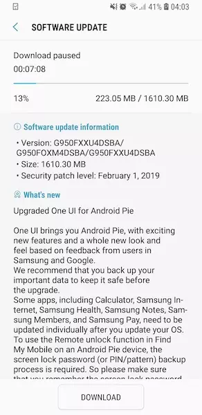 Samsung har släppt Android 9 Pie för Galaxy S8 och S8 + 5529_2