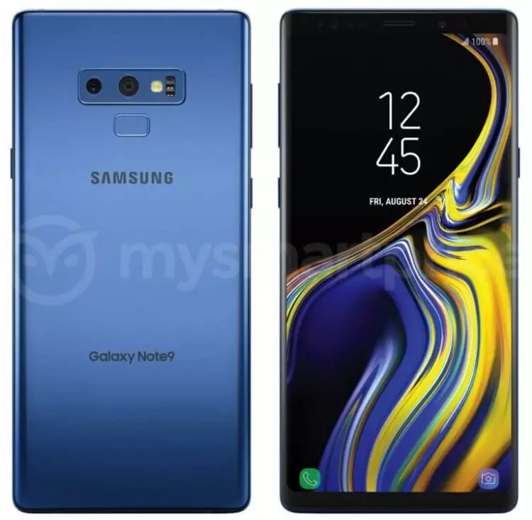 dəniz dərinliklərində mavi rəng Galaxy Note 9 Render