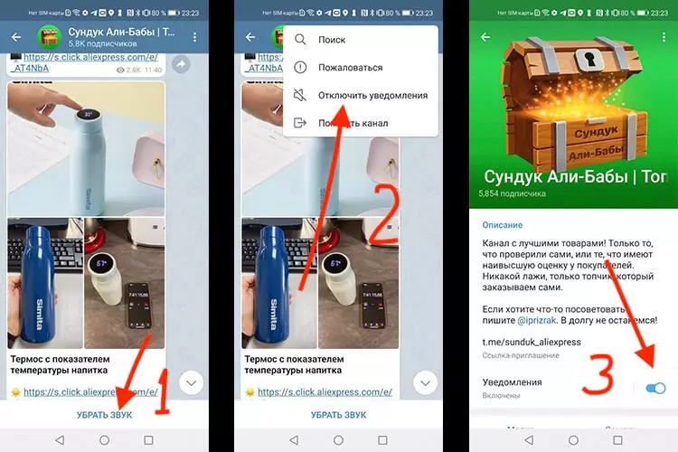 ടെലിഗ്രാമുകളിൽ ഒരു ചാനൽ എങ്ങനെ കണ്ടെത്താം, അത് സബ്സ്ക്രൈബുചെയ്ത് ശബ്ദം നീക്കം ചെയ്യുക 755_4